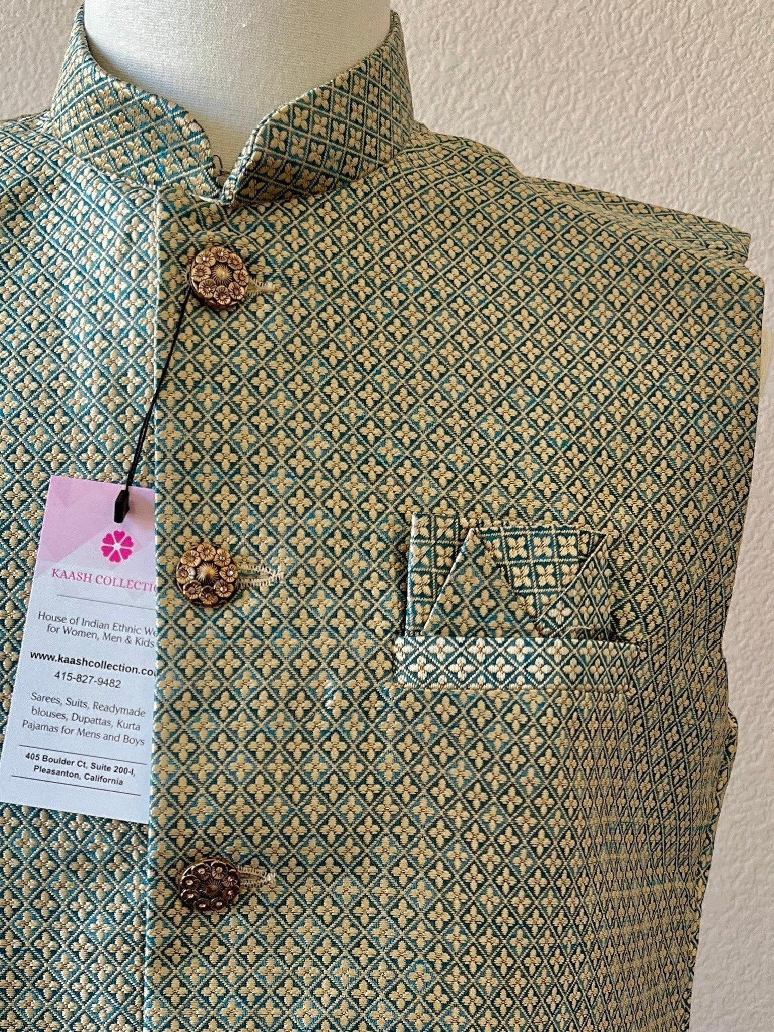 Designer Woven Greenish Blue dual tone Color – Kaash Collection